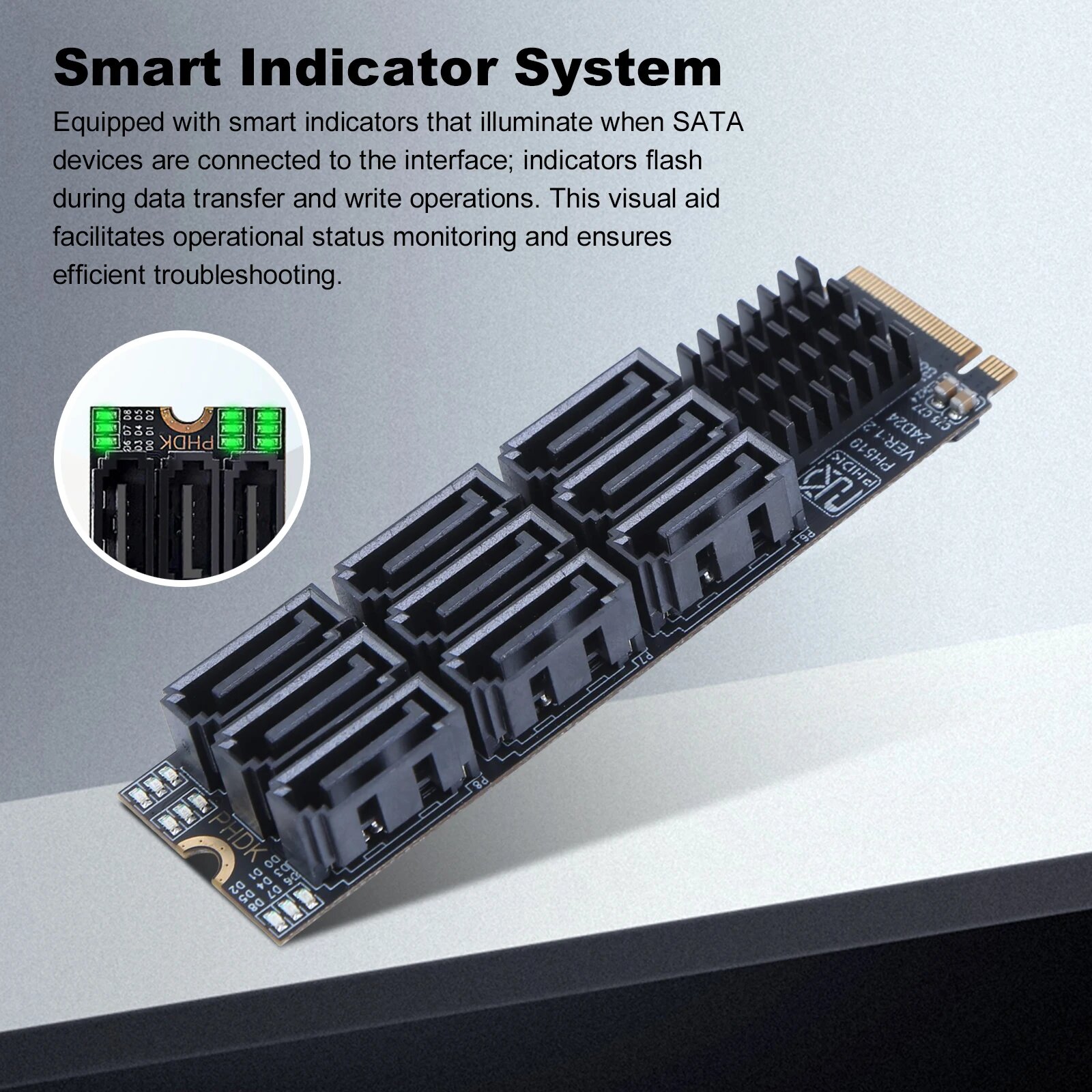M.2 NVMe на 9 портов SATA 3.0 адаптер