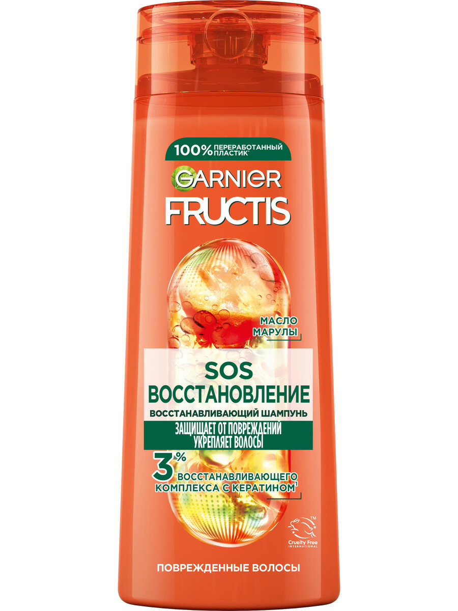 Укрепляющий шампунь для волос GARNIER Fructis SOS Восстановление для поврежденных волос, 400 мл