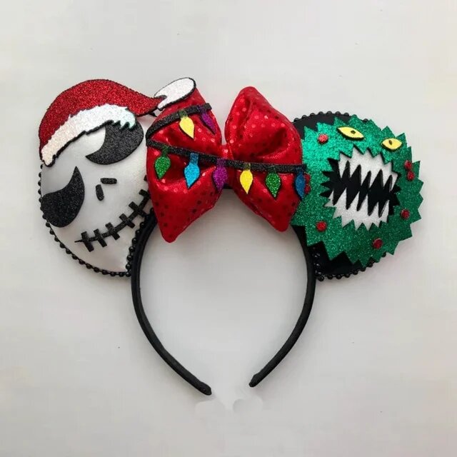 Повязка на голову Disney с белыми жемчужинами и ушками Микки Мауса, женское красочное украшение для волос из мягкого хлопка с бантиком, повязка на голову для девочки с Минни Маус, детский подарок.