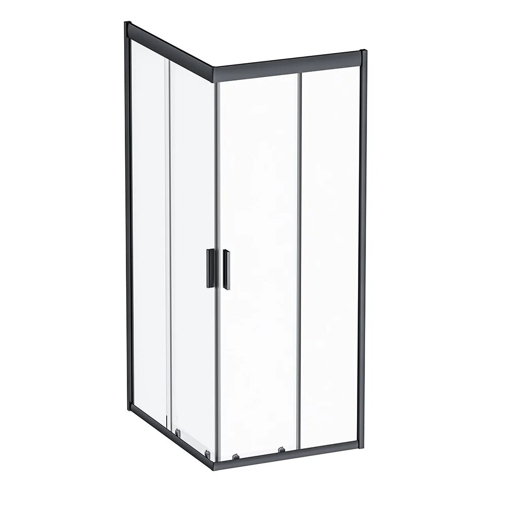 Душевой уголок AM.PM Gem S W93G-404-100280-BT без поддона, стеклянный, черный, 100x80, прямоугольный, раздвижной