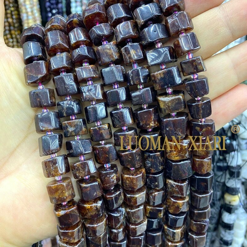 Натуральные бусины из родохрозита LUOMAN XIARI 8x11 мм 9-11mm 32-34pcs 36cm, garnet