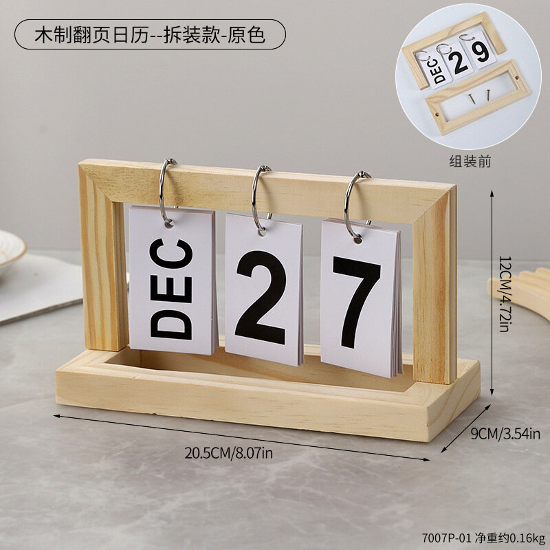 Деревянный календарь Ins, креативный простой вечный календарь для входа, настольный офисный китайский календарь, переворачивающийся декор, маленький орнамент