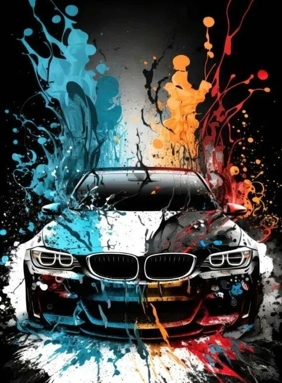 Алмазная Картина "Спортивные машины. BMW" 5D Круглый Бриллиант 30х40 См