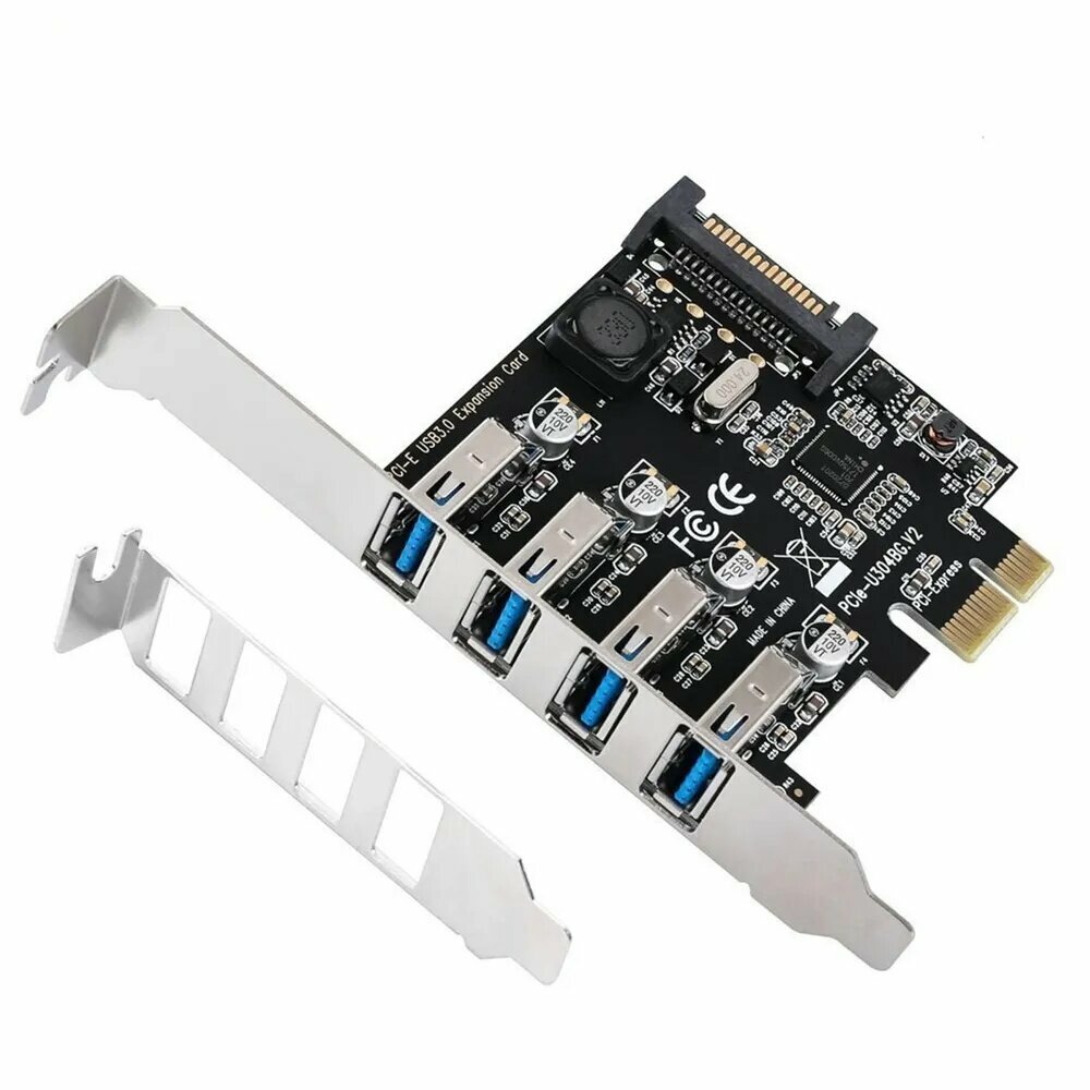 USB PCI-E адаптер с 4 портами и 15-пиновым разъемом питания