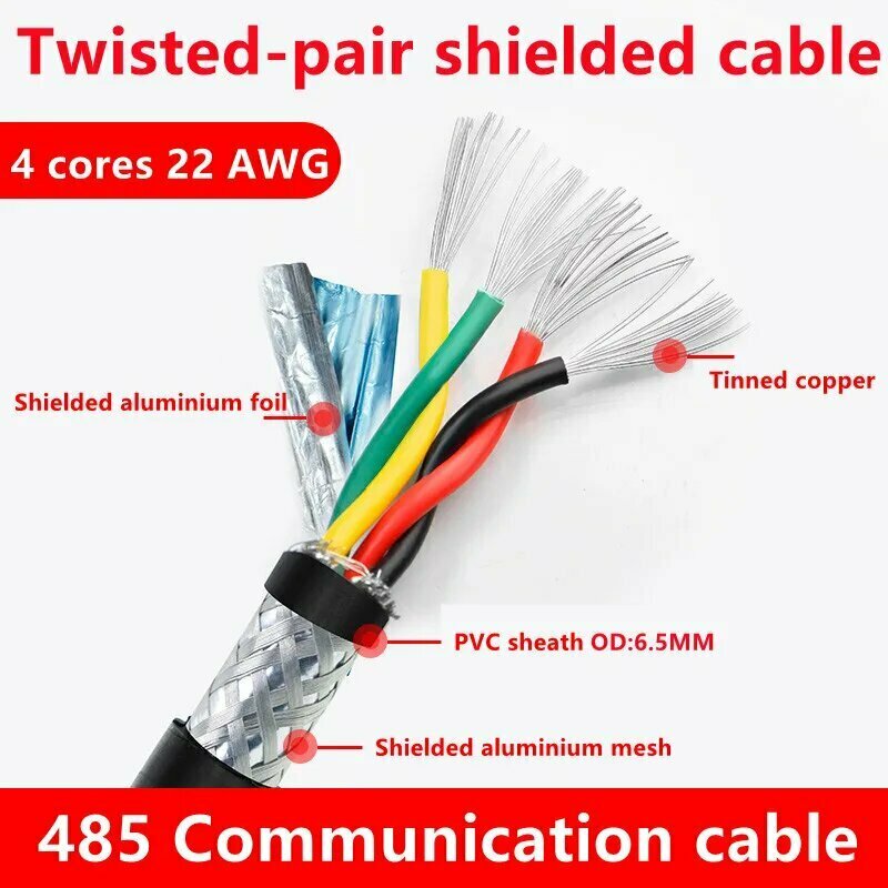 4-жильный кабель для связи 20AWG 22AWG 18AWG 24AWG 16AWG 17AWG 5 метров 485 кабель для сигнала связи RVSP из чистой меди