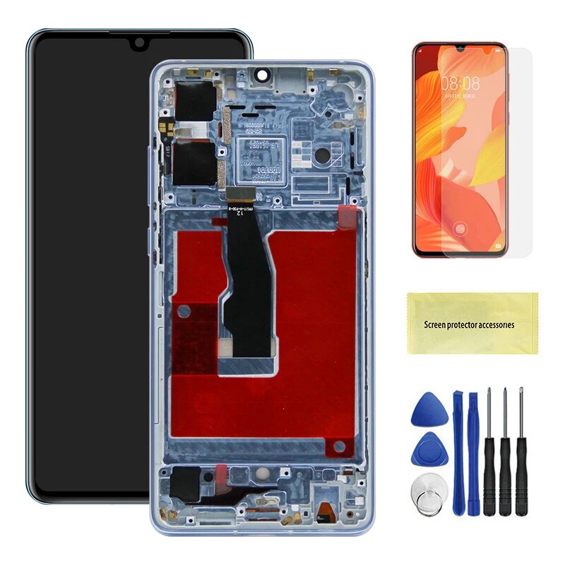 6,1-дюймовый ЖК-дисплей с сенсорным экраном и дигитайзером в сборе для HUAWEI P30 OLED Blue Frame