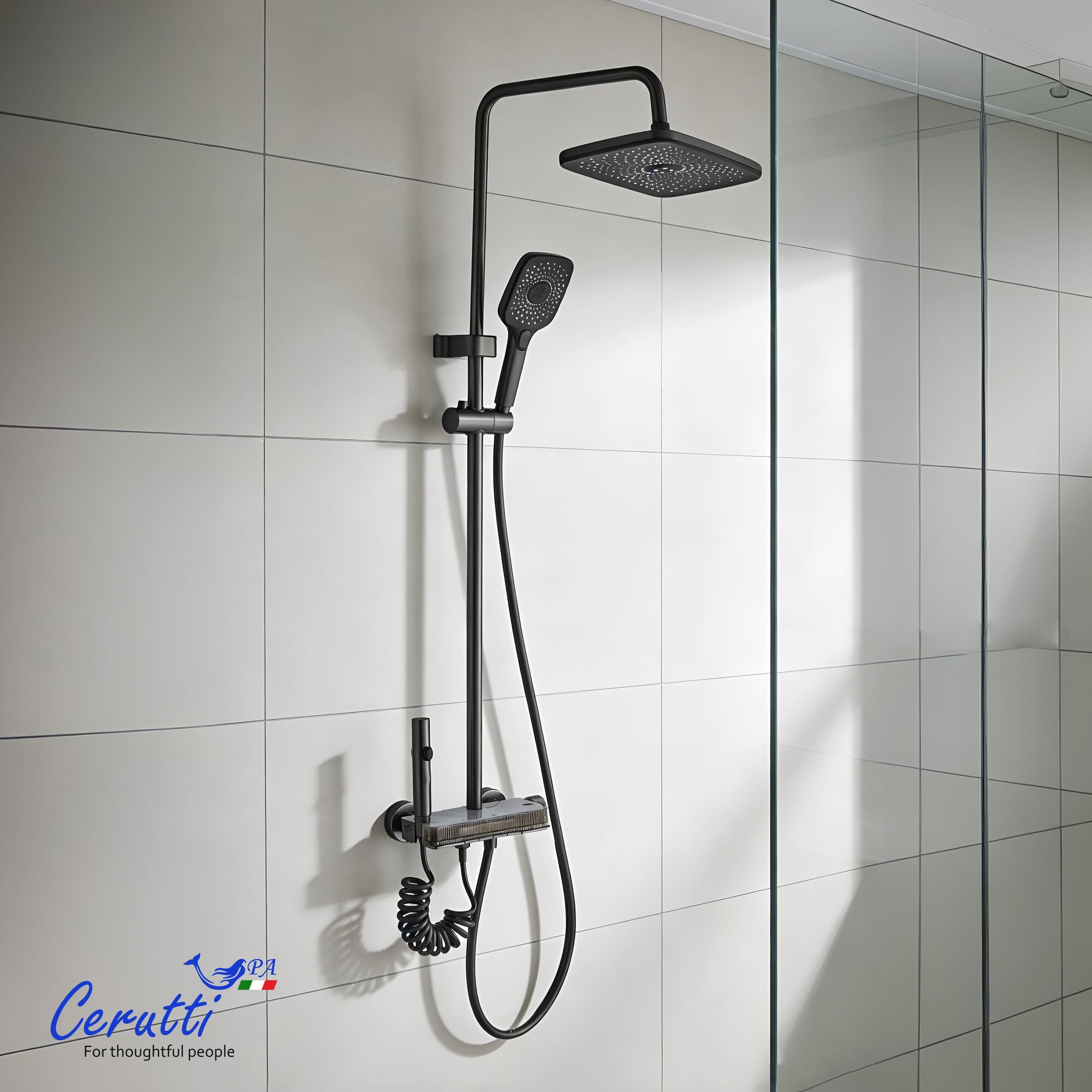 Душевая стойка (комплект) Ceruttispa LEANDRO, авиационный алюминий, графит