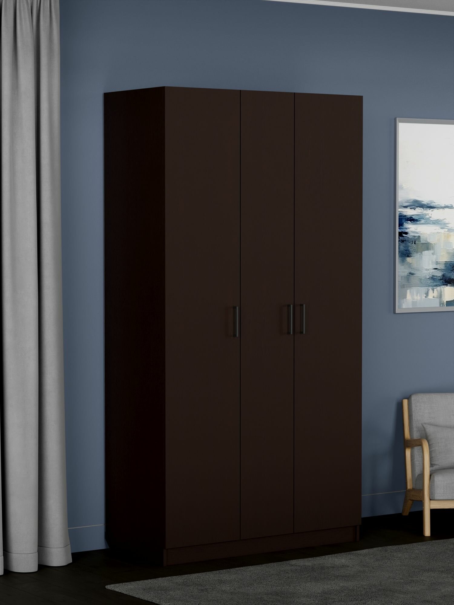 InHouse Шкаф распашной ШК-3/7 Венге 110х52х210, фасады ЛДСП