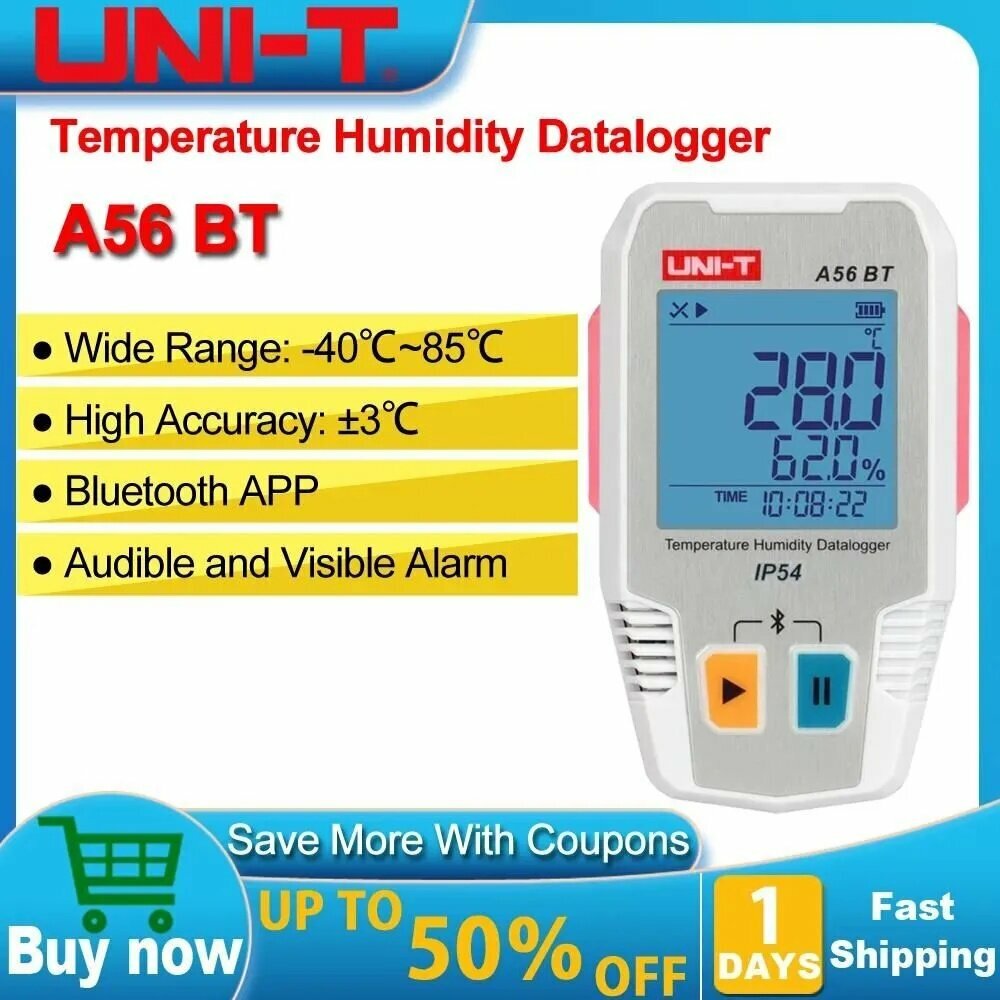 UNI-T A56 BT Термометр Гигрометр Bluetooth Регистратор данных о температуре влажности