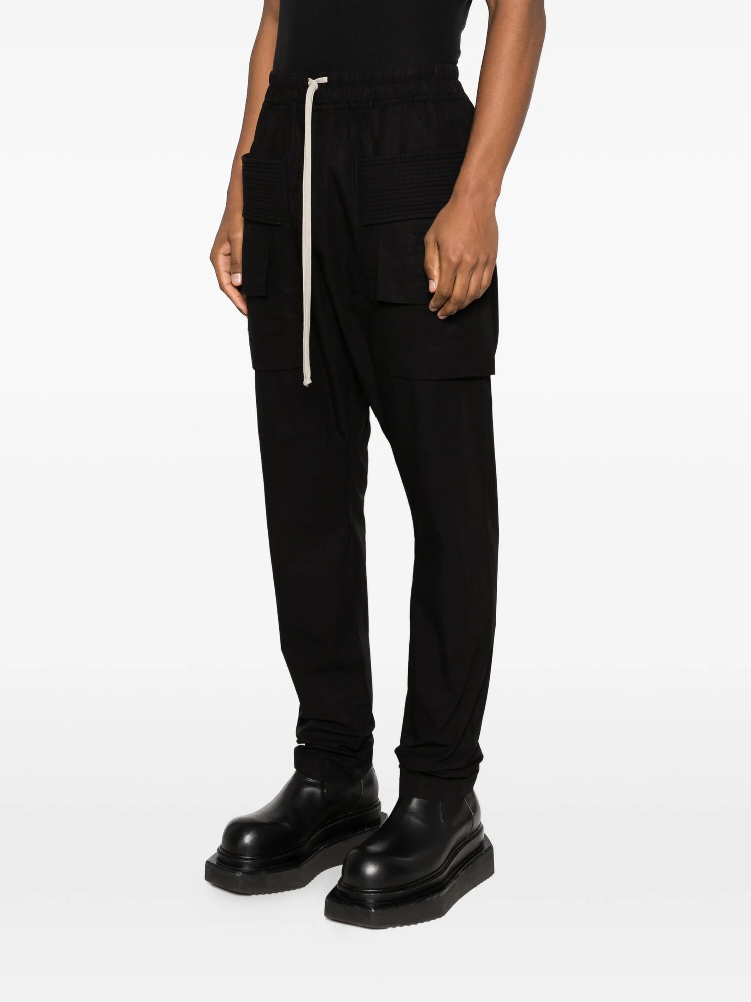 Брюки Rick Owens Drawstring cotton trousers, размер L, черный — фото 1