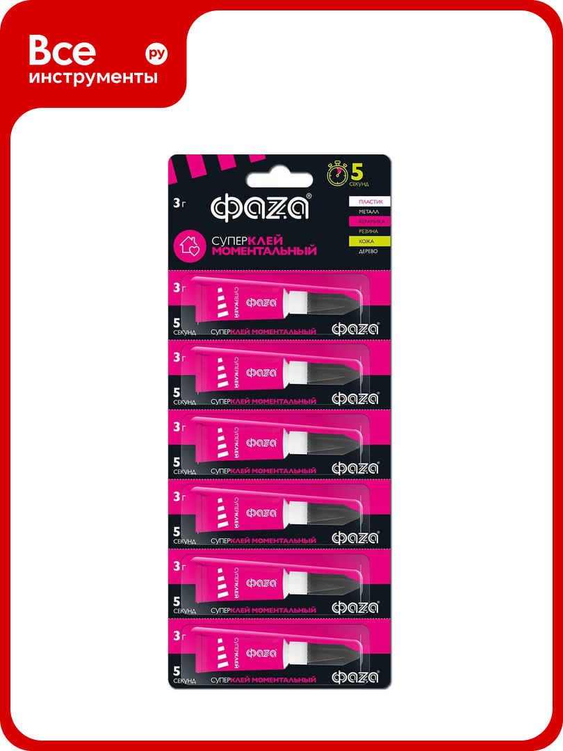Супер-клей ФАZА GSp-3x6 3г BL-6 лента 5044050