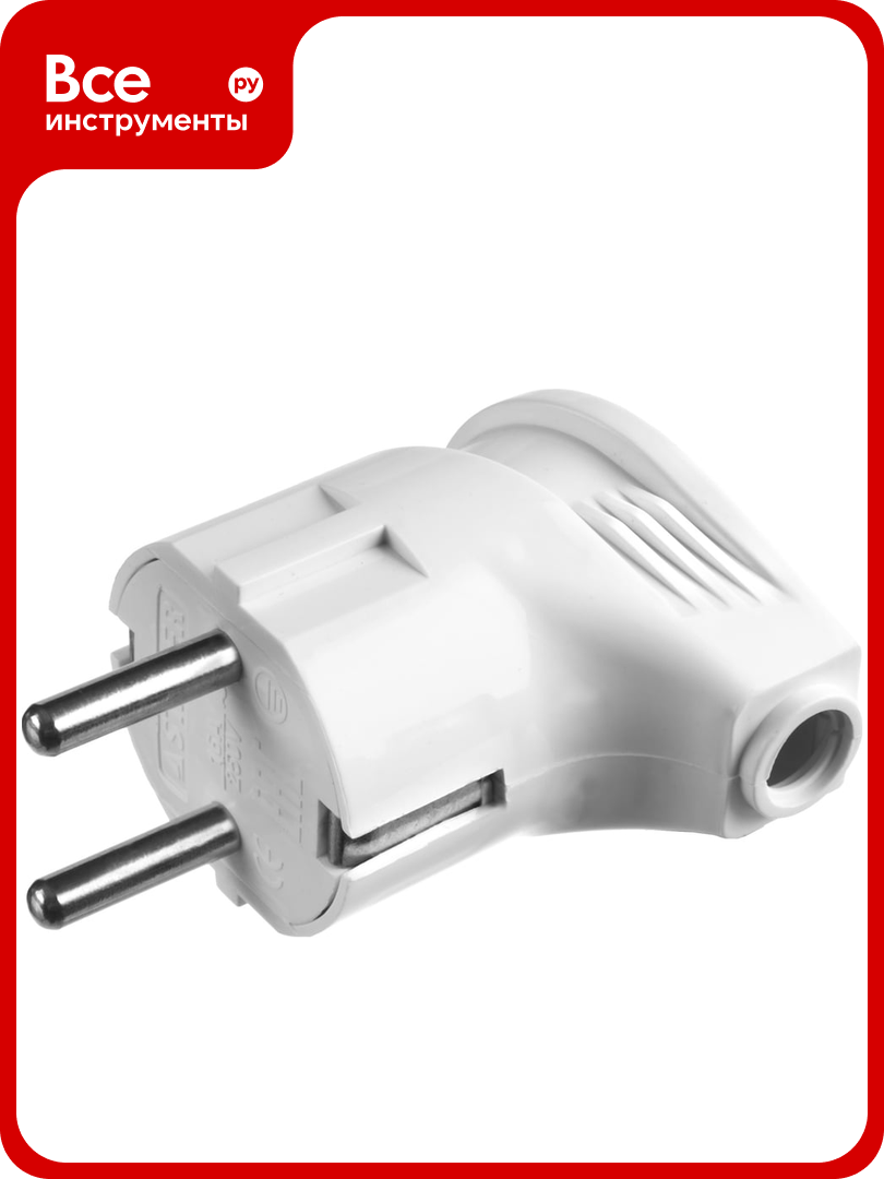 Электрическая вилка STAYER с заземлением, угловая, 16А/220В, белая 55161-W