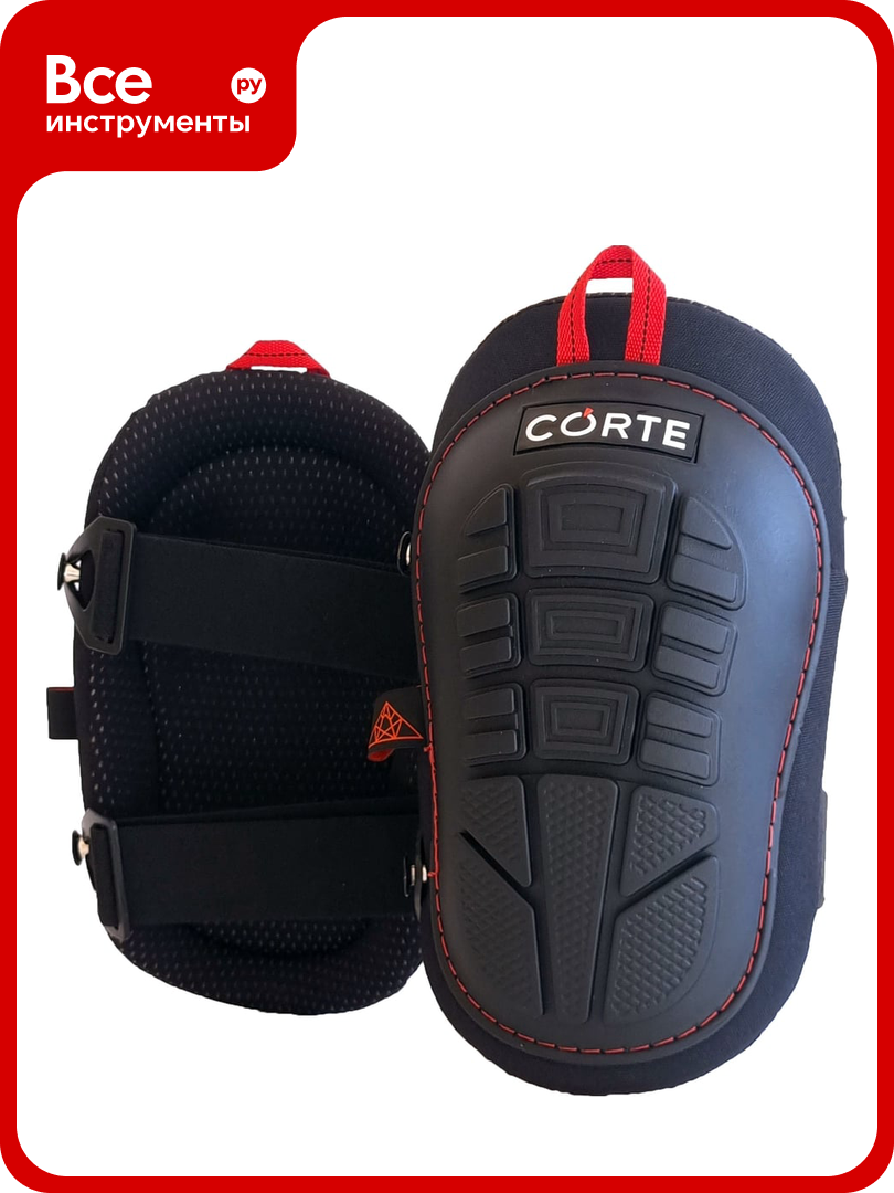 Наколенники CORTE LIGHT PROTECT LPKP из EVA и TPR с 600D покрытием, застёжки, черно‑красный