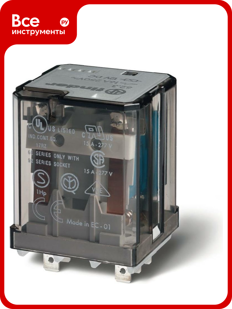 Силовое реле Finder 3 перекидных контакта 16А, = 24В DC, 623390240040