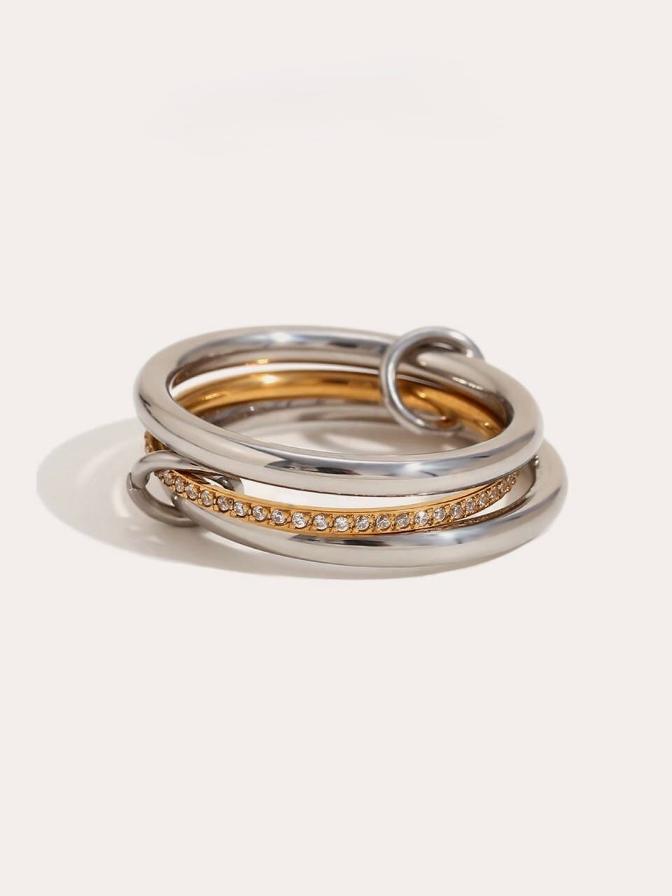 Кольцо переплетенное, циркон