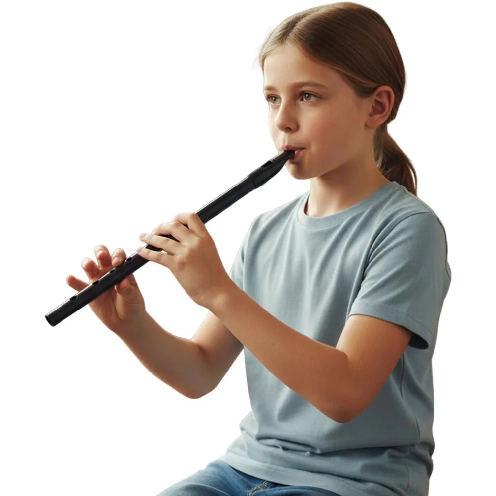 Ирландская флейта-свисток D-мажор шестидырочная из алюминиевого сплава черного цвета