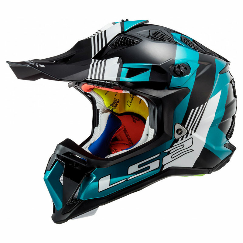 Мотошлем кроссовый LS2 MX700 SUBVERTER EVO MAX (черный, голубой, XS)