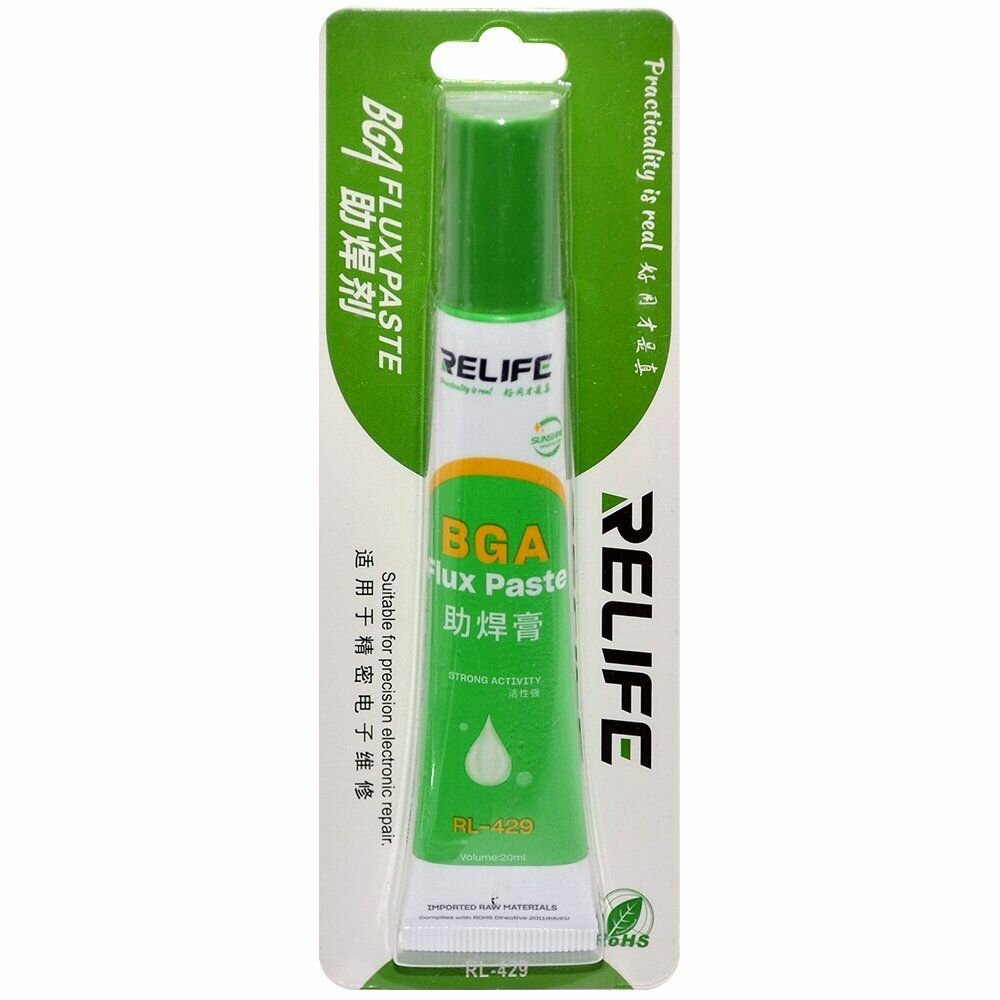 Флюс для пайки Relife RL-429 (20 мл шприц, высокоактивный, безотмывочный)