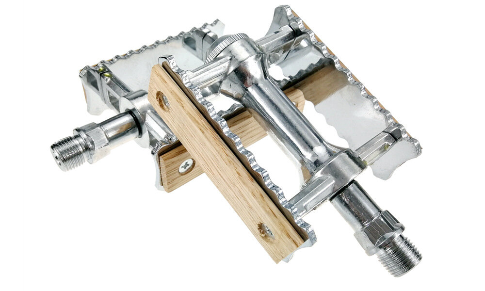 Retro Dead Flying Bicycle Bearing Pedal Folding Bicycle Peilin Pedal Wood Pedal Rose Gold Classical Pedal(Silver FX-1)