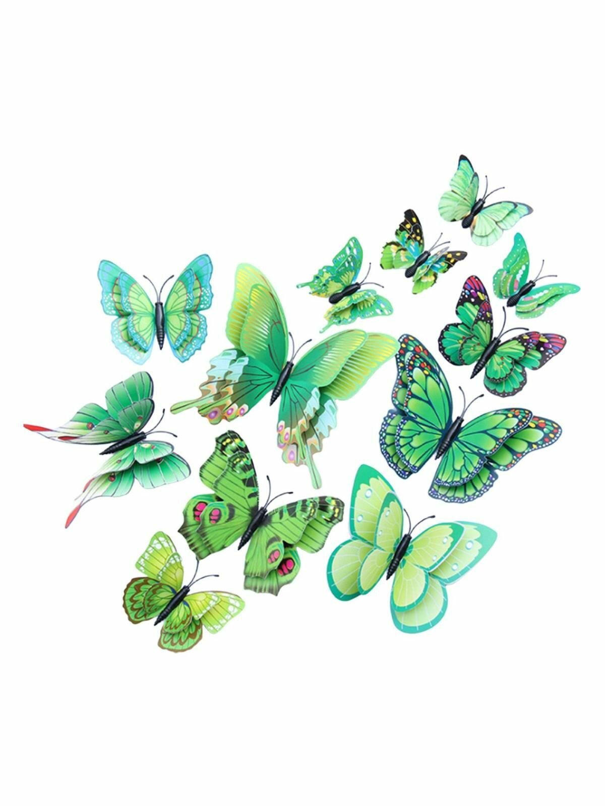 Наклейки бабочки 3D на стену, 12 шт с магнитами, для декора комнаты, свадьбы, вечеринки