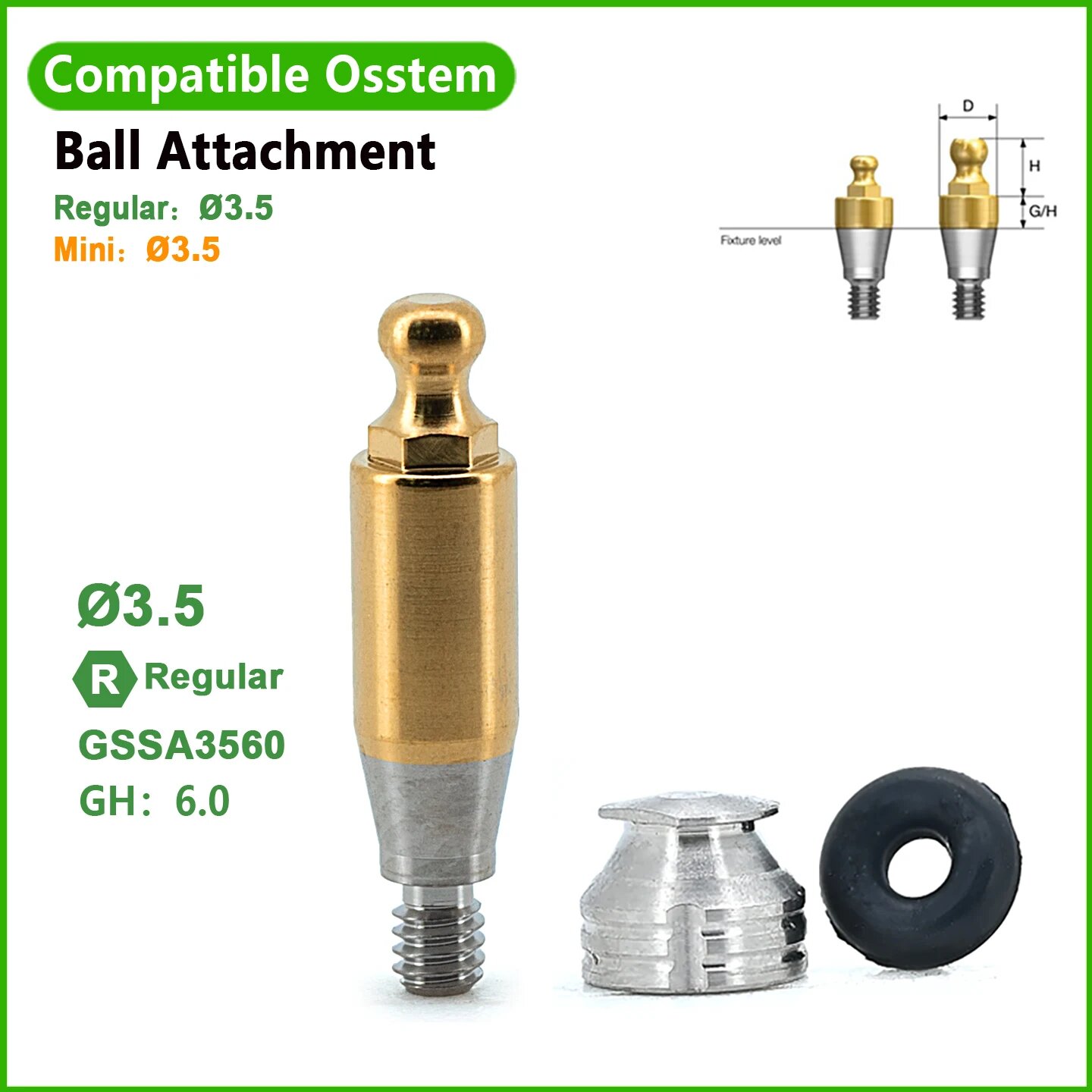 Прямой титановый абатмент Grade 5 с шариковым фиксатором Osstem TS Hiossen R 3580 GSSA3560