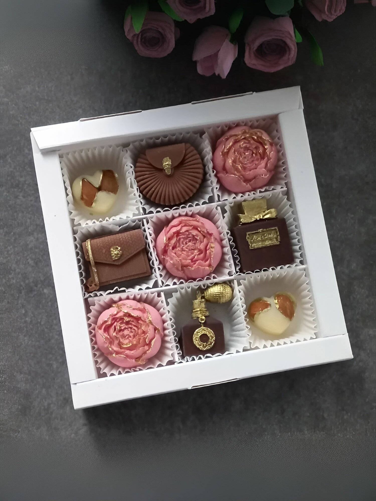 ТД НебыковА Набор шоколадных конфет, подарок на день рождения "Цветы Духи"