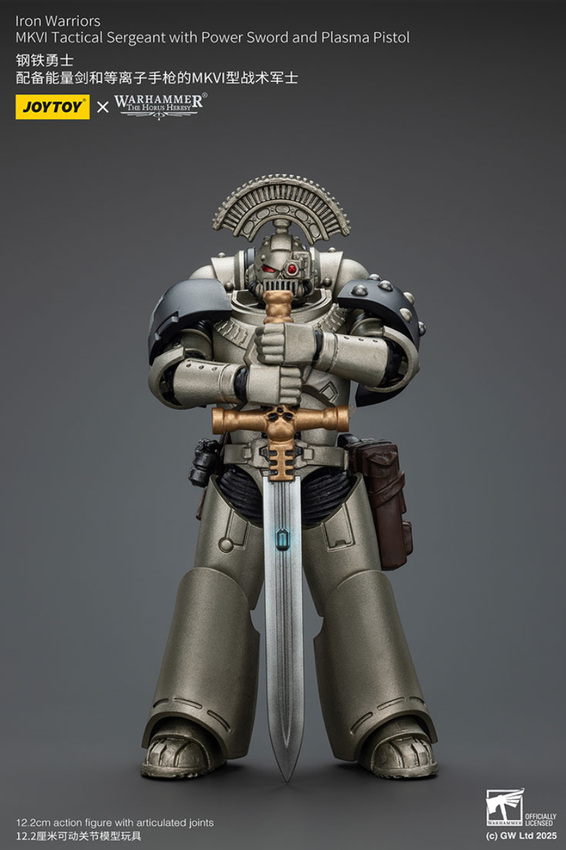 Фигурка JOYTOY Warhammer 40000 Iron Warriors MKVI Tactical Sergeant with Power Sword and Plasma Pistol