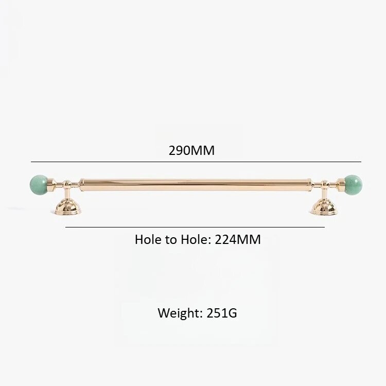 Ручки для шкафов TINYHOB розовые хрустальные латунные Pvd Gold - 224MM -Lv