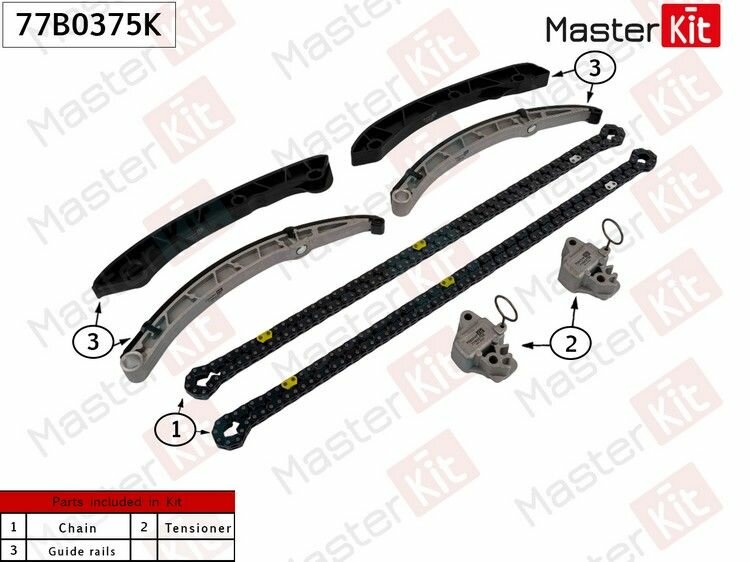 Комплект цепи ГРМ JAGUAR/ LAND ROVER 508PS/ AJ 126, MASTERKIT 77B0375K