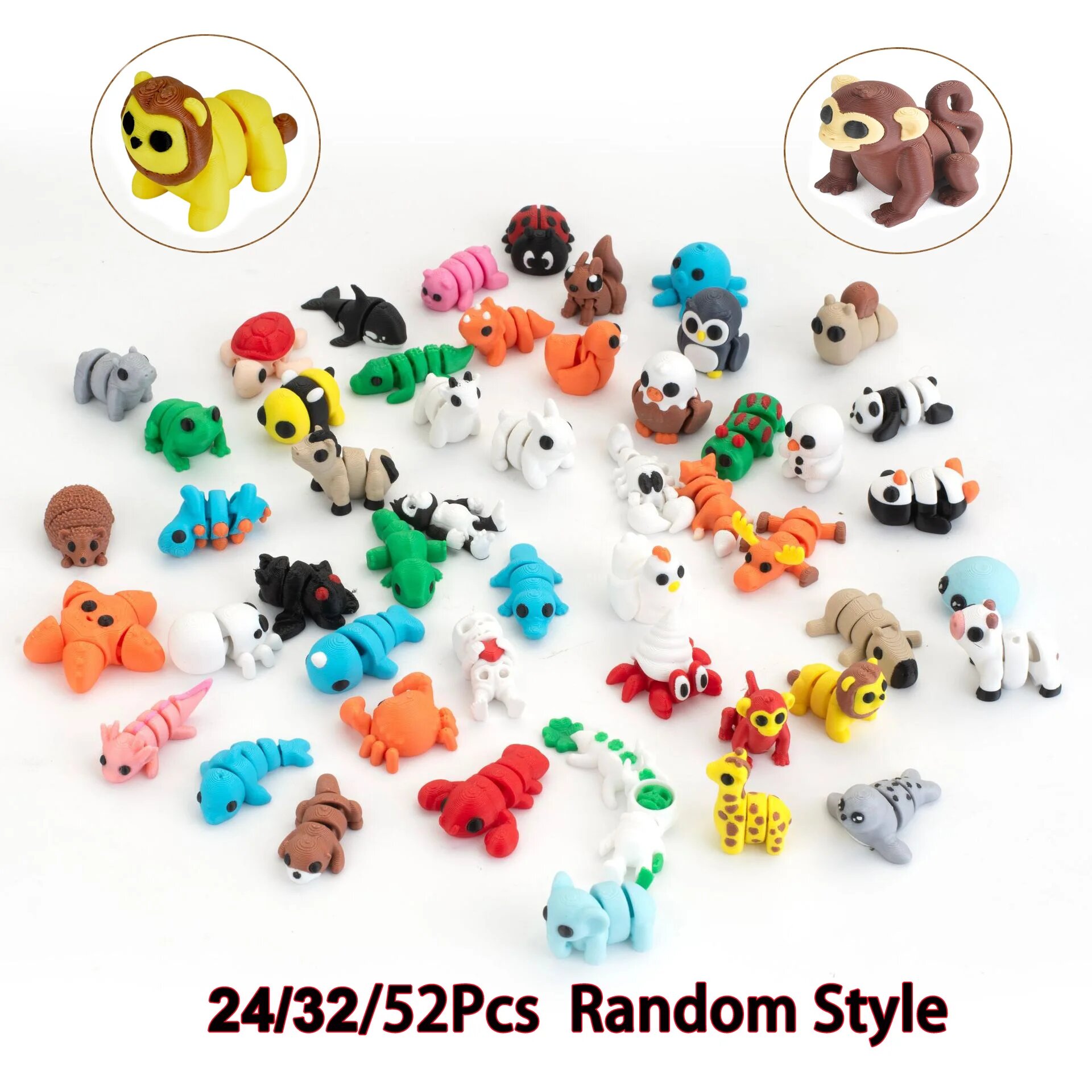 Набор 3D фигурок животных, 32 шт, цвет: Random style