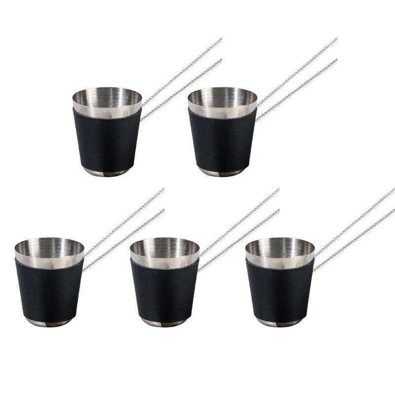 Портативные цепочные рюмки (5 шт.), Черный