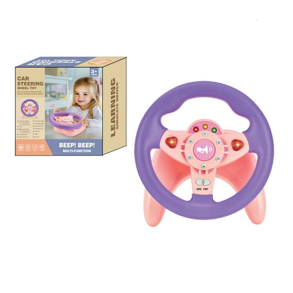 Детское игровое рулевое колесо с LED-подсветкой и музыкой, - DK265111