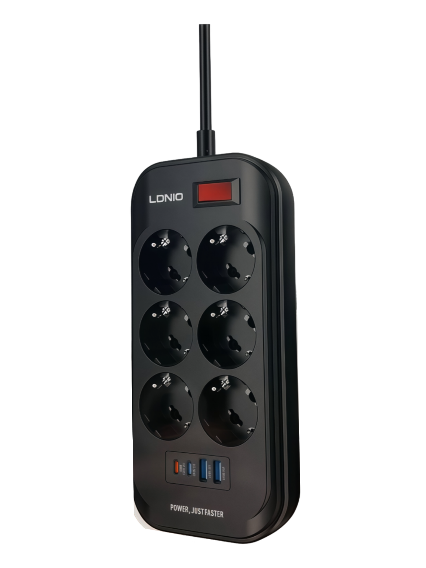 Сетевой фильтр-удлинитель LDNIO SE6403C 2500W (Outlets x 6 | PD 20W x 1 | USB-C x 1 | USB-A x 2 | европейская вилка)