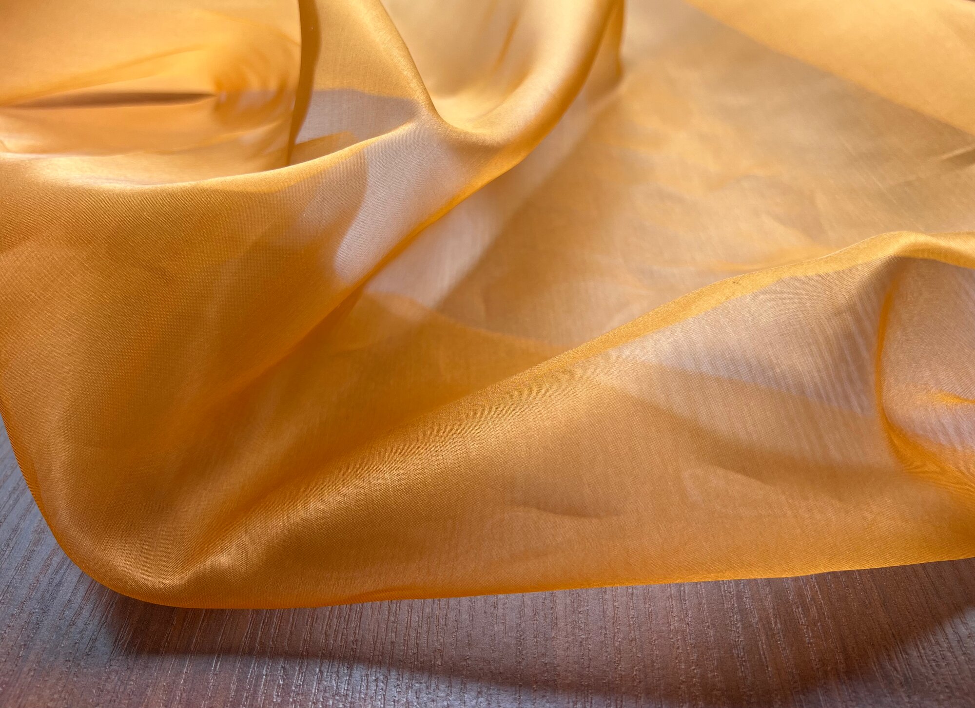 Шёлковая Органза оранжевая, 100% Натуральный Шёлк, 6 Момми Ширина 140 См, Шёлковая Ткань Креп-сатин