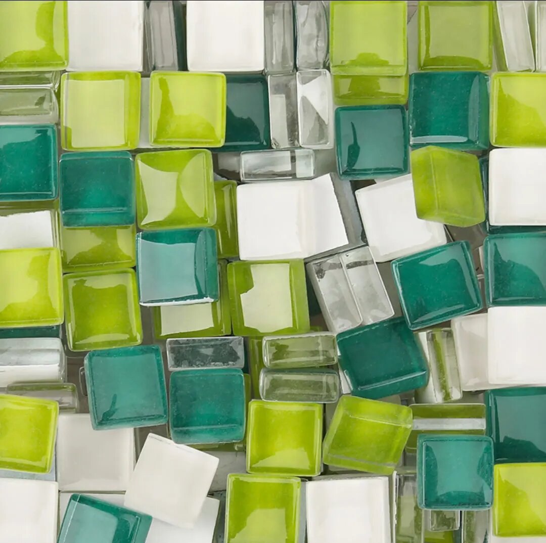 Стеклянные мозаичные плитки Arte синие фиолетовые зелёные green mix2