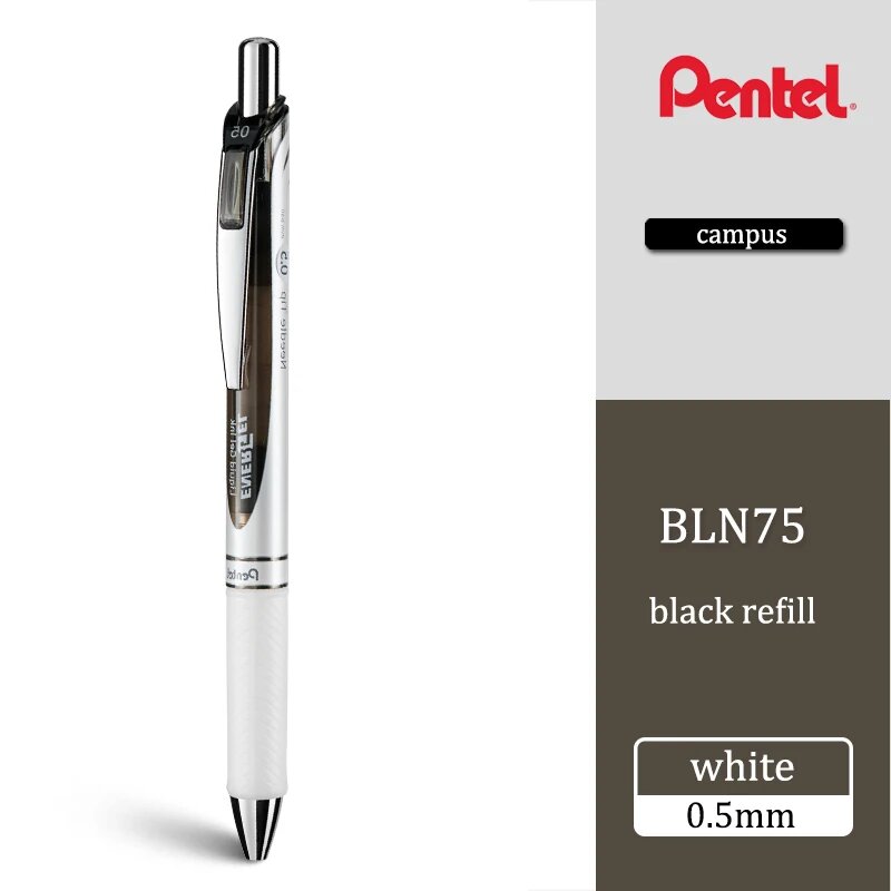 Гелевая ручка Pentel BLN75 ENERGEL 0,5 мм White rod black core