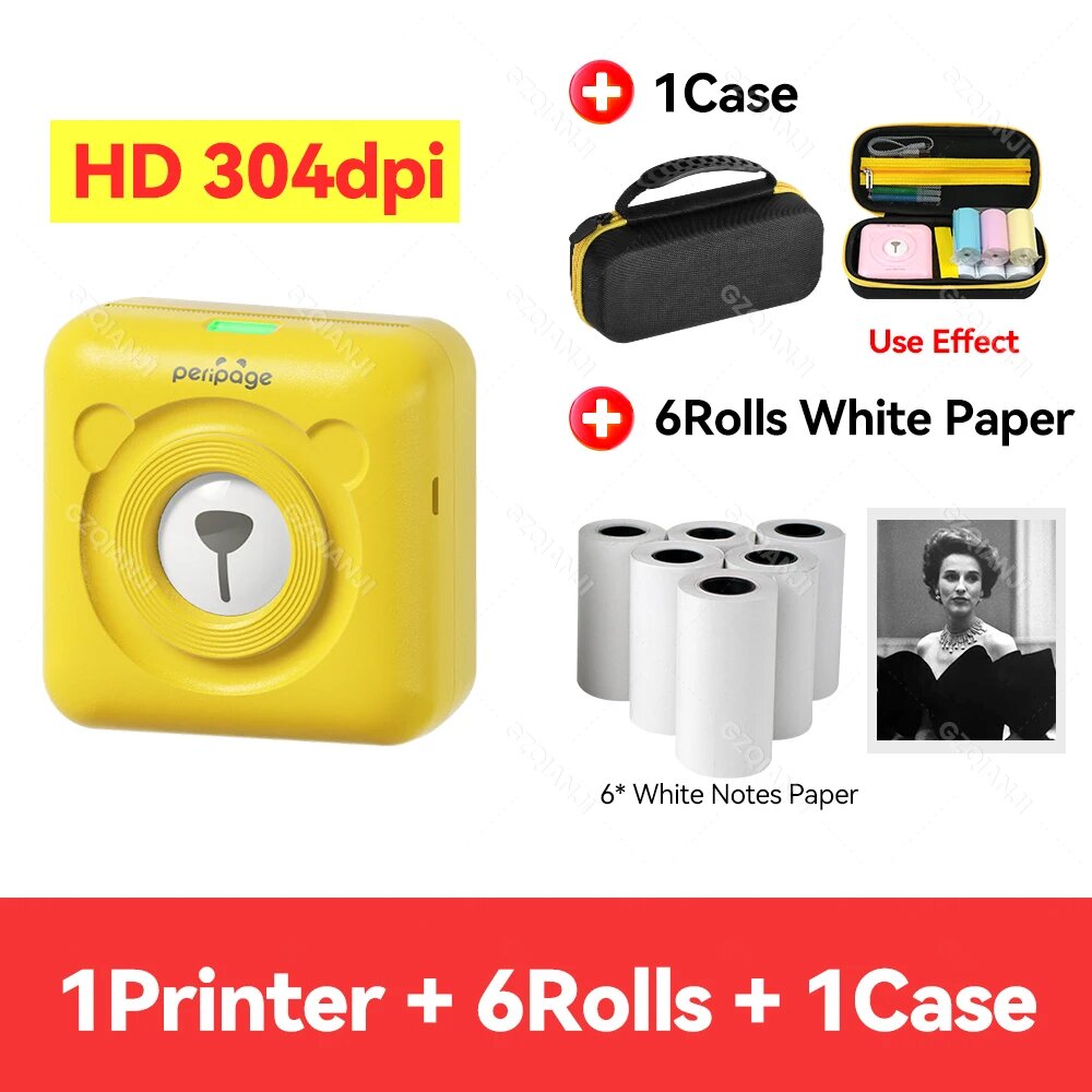 Термопринтер Peripage A6 желтый YE 1Case 6Roll WH