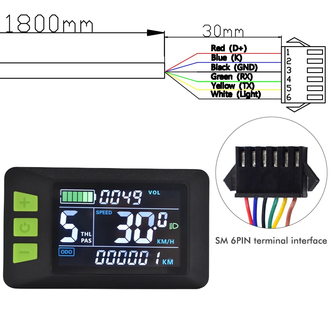 Дисплей для электровелосипеда SM 6PIN