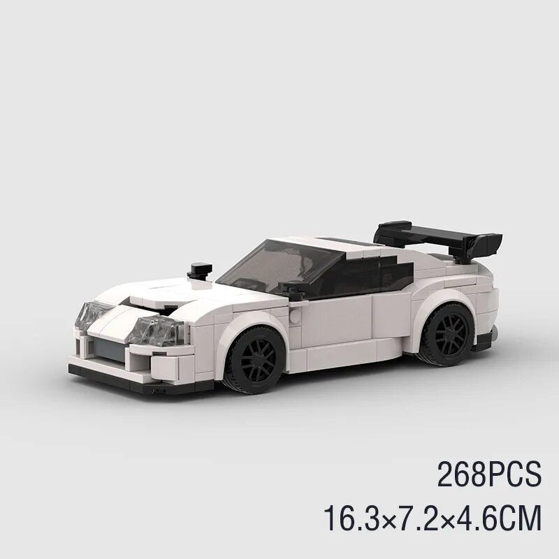 Белый гоночный автомобиль из блоков, 268PCS, 16.3x7.2x4.6CM