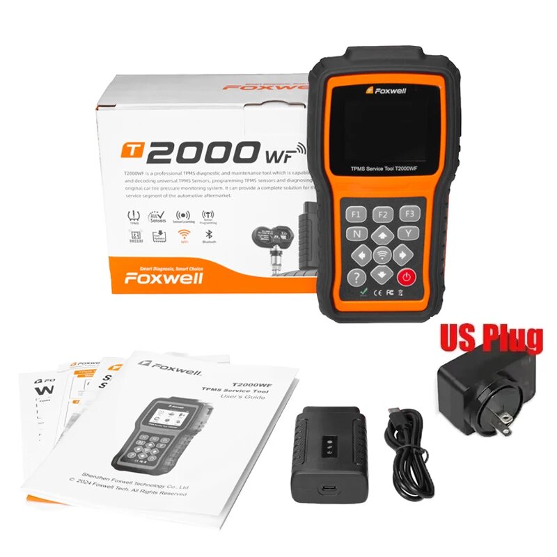 Foxwell T2000 WIFI TPMS программатор с 3 методами перепрограммирования, чтением и сбросом кодов неисправностей, программирование датчиков T20 для 98% автомобилей, 315/433 МГц