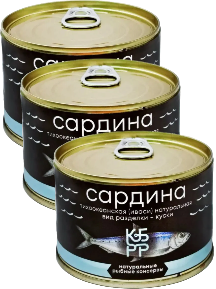 Сардина Иваси натуральная консервы рыбные Курильский Берег 3шт по 250г