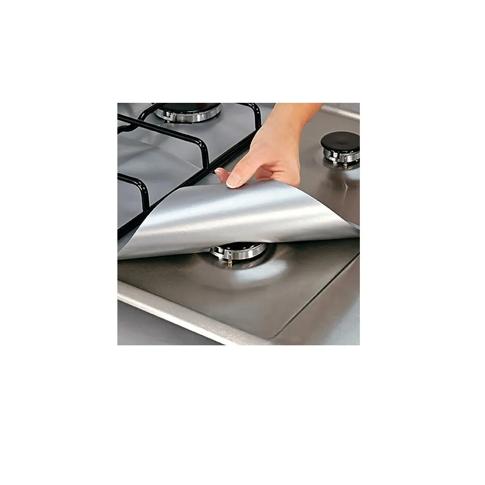 Многоразовая защита для газовых плит/накладки для плиты/защита от брызг жира, комплект 4 шт. цвет серый