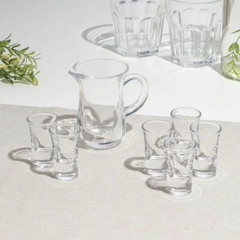 Набор графин 130 мл + 6 стопок 15мл стекло в упаковке,