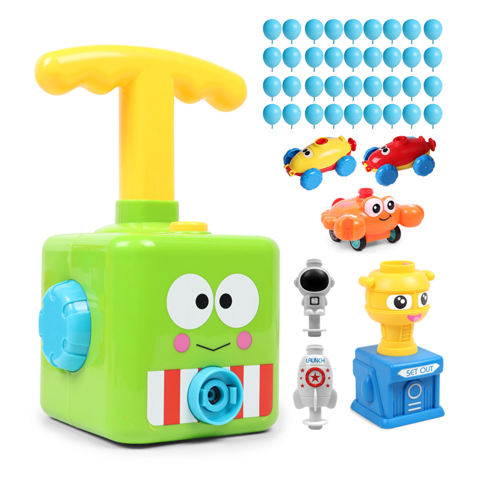 Игрушка для детей STEM Воздушно-пowered Vehicle Balloon Powered Launch Car Balloon Race Car с 36 воздушными шарами в подарок, Цвет: Маленький Монстр/ Желтый Утёнок/ Маленький Лягушонок/ Маленький Черный Птица (по выбору), Модель: Обычная/ Улучшенная (по