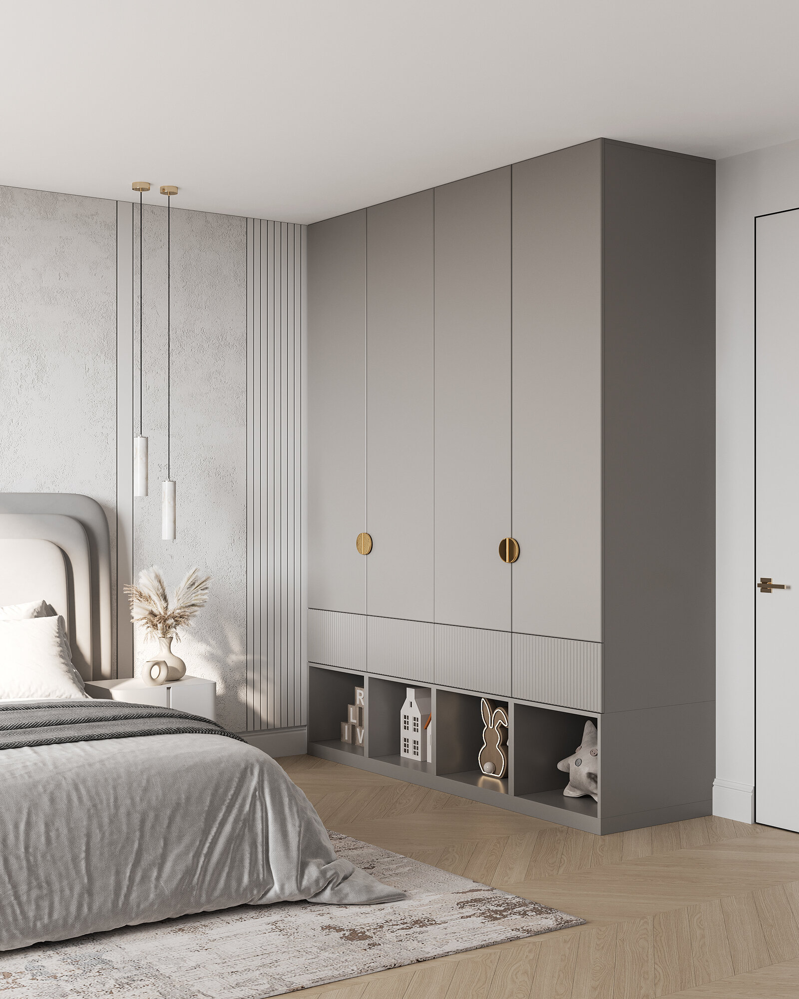 Шкаф IRINA MEBEL Майя, для детской, МДФ, распашной, четырехдверный, с ручками