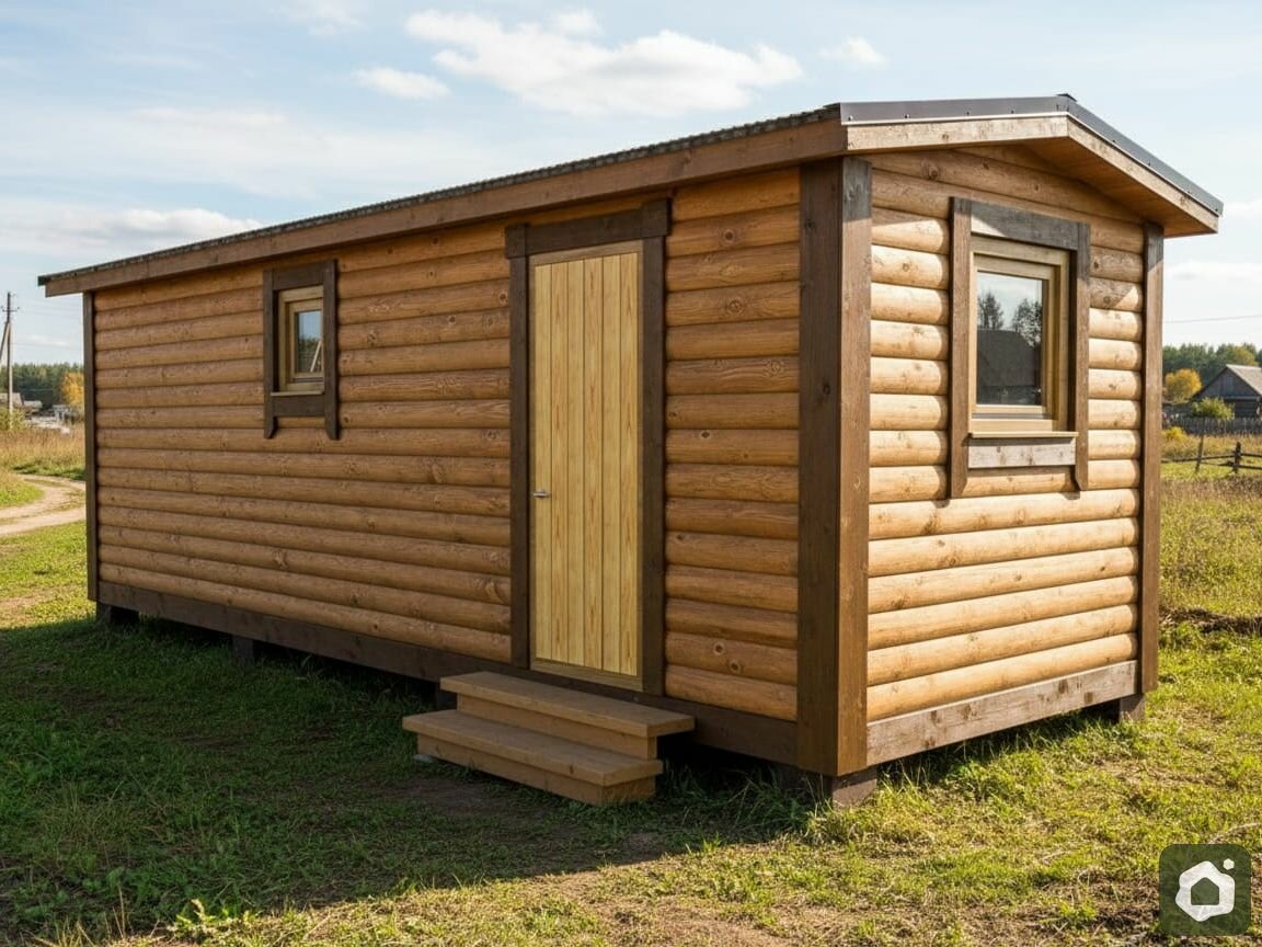 Готовая мобильная баня под ключ 7,0х2,3 м Эленвуд с доставкой и установкой