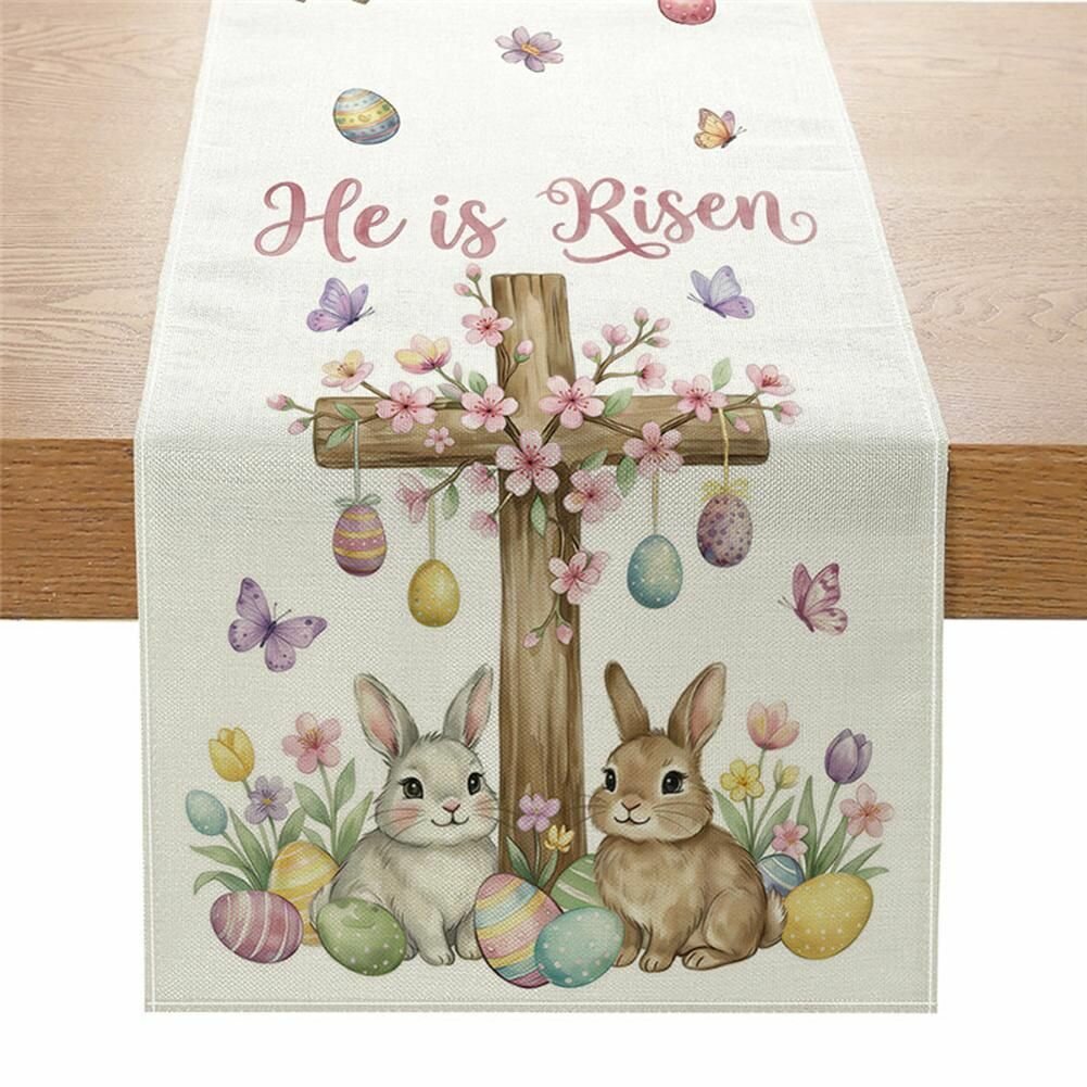 Пасхальная двухслойная скатерть с принтом