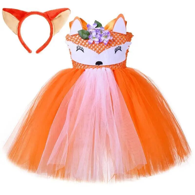 Карнавальное платье лиса оранжевого цвета для девочки 18 Months, Dress with Headband2