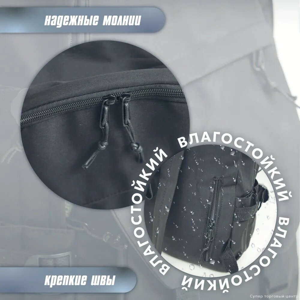 Рюкзак унисекс черный графит 42х29х13 см школьный нейлон для девочек/женский — фото 1