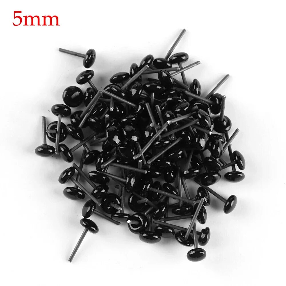 Черные глазки для игрушек 5mm, 100 шт.